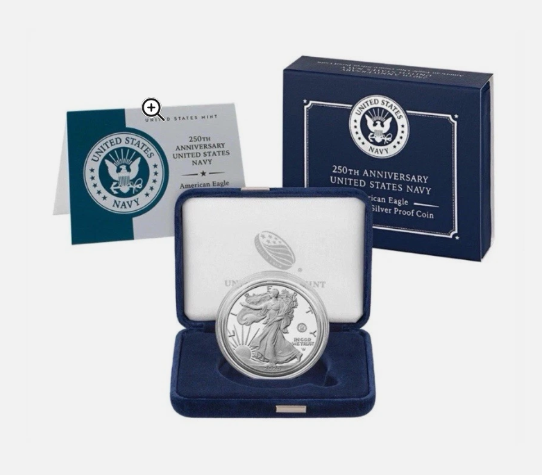 250th Anniversary US Navy American Eagle One Ounce Silver Proof Coin ...