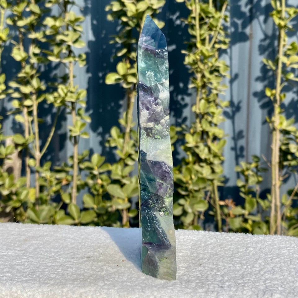 291G Large Natural colored fluorite crystal obelisk healing specimen ...
