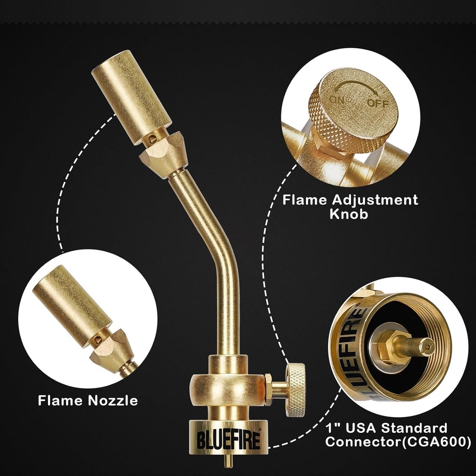 BLUEFIRE Solid Brass Jumbo Pencil Flame Gas Welding Torch Head Nozzle ...