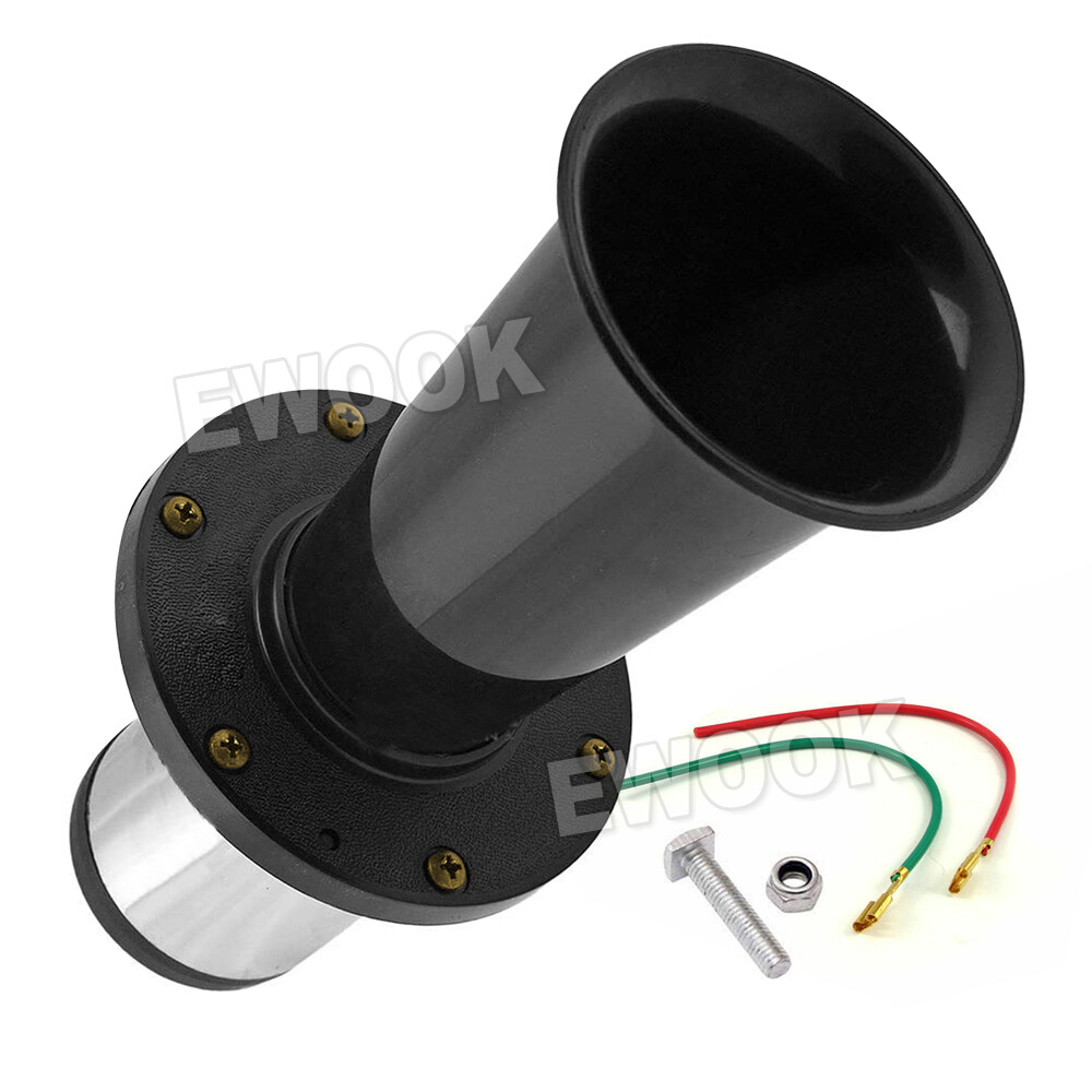 12V BLACK OLD STYLE VINTAGE AIR HORN CHROME For KLAXTON AHHOOOGAH CAR ...