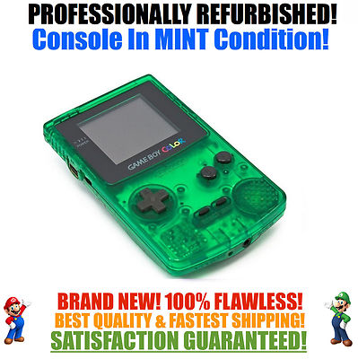 *NEW GLASS SCREEN* Nintendo Game Boy Color GBC Custom Clear Green ...