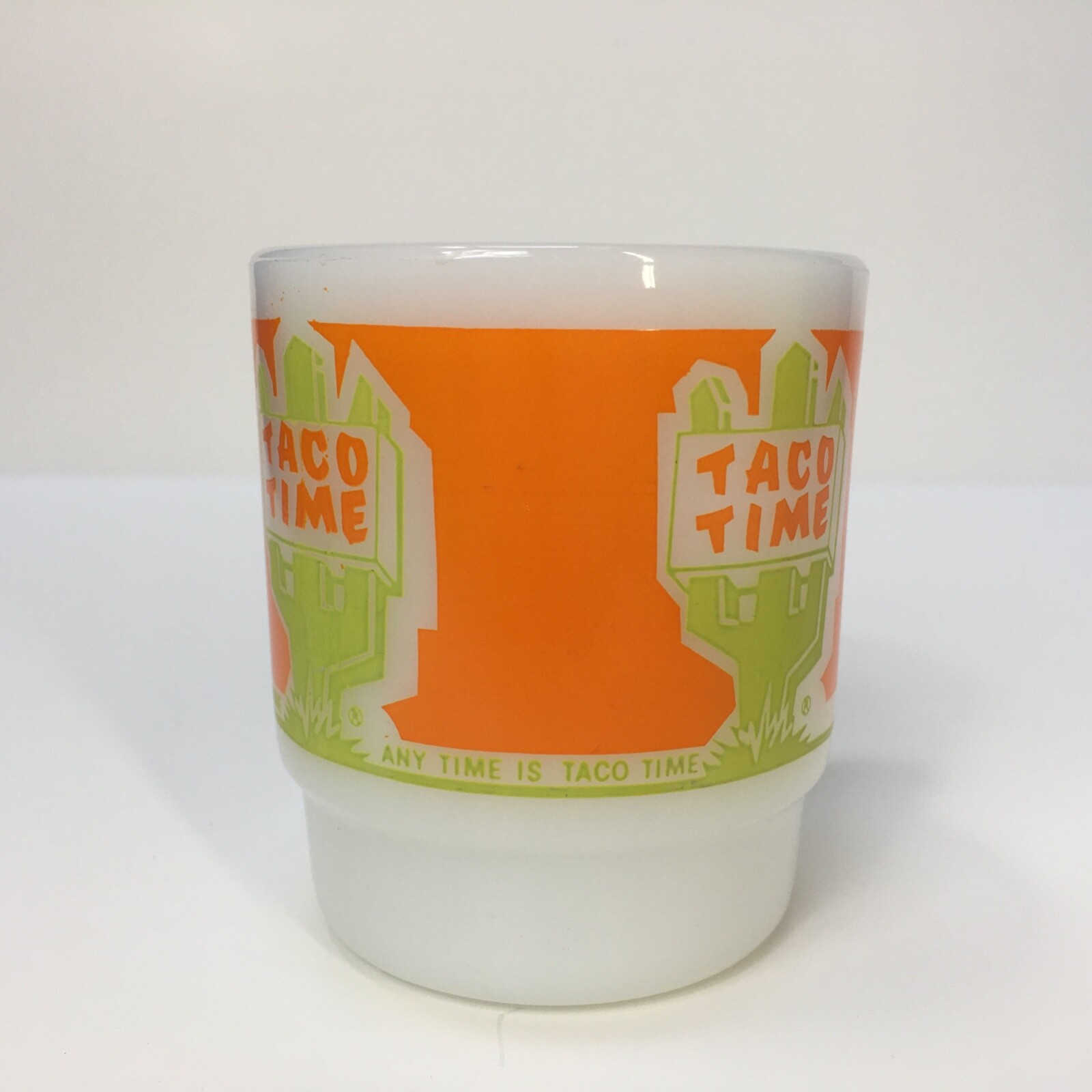 RARE FIRE-KING "ANY TIME IS TACO TIME" ADVERTISING STACKING MUG! | eBay