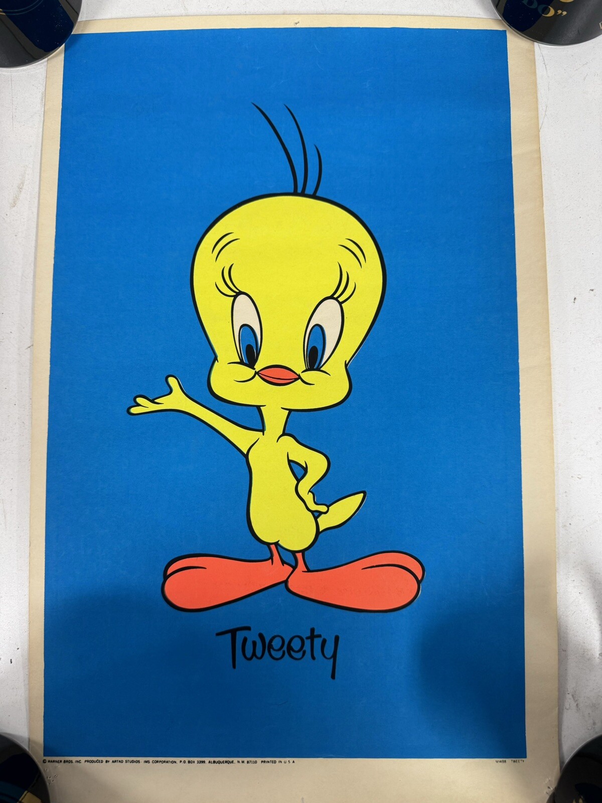 VTG 1970 Heavy Paper Blacklight Tweety Bird Poster Warner Bros Artko ...