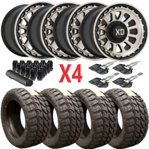 17 XD SATIN BLACK WHEELS RIMS M/T TIRES 33125017 SET FIT JEEP WRANGLER ...