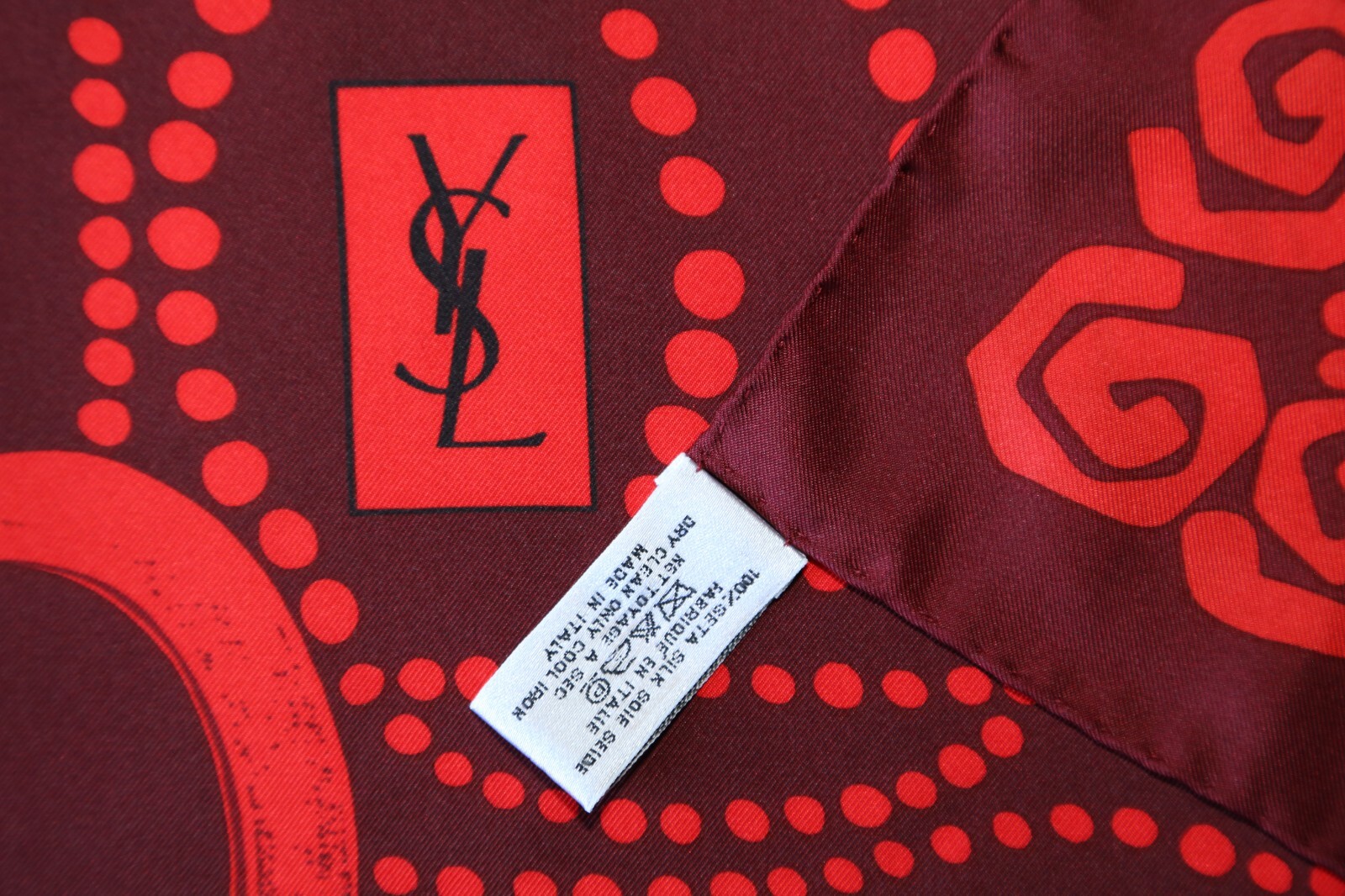 Authentic YSL Made in Italy designer silk twill scarf… - Gem