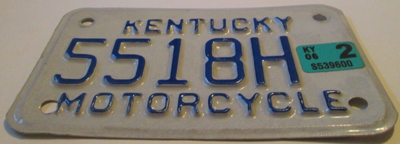 VINTAGE KENTUCKY MOTORCYCLE LICENSE PLATE TAG WITH STICKER 5518H MORE ...