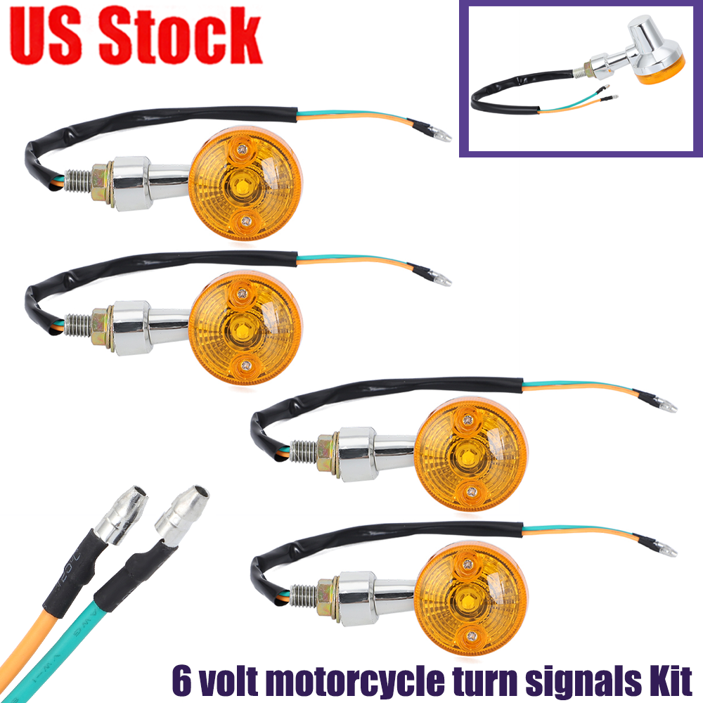 6 Volt 6V Motorcycle Turn Signal Light Chrome Blinker Indicator w ...