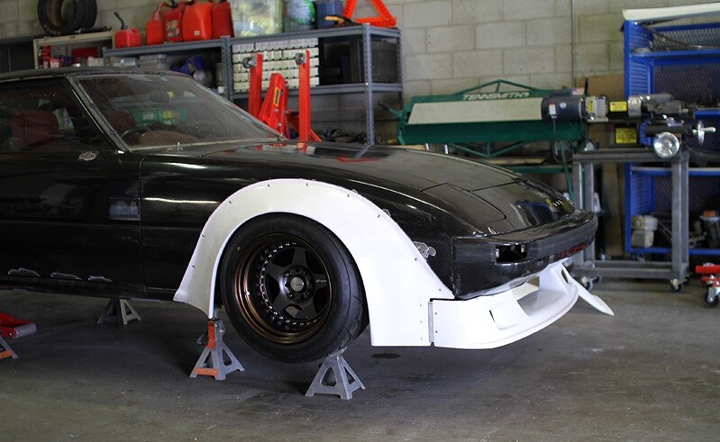 JDM works Fender Flares arch over chin lip spoiler fit Mazda RX7 SA22C ...