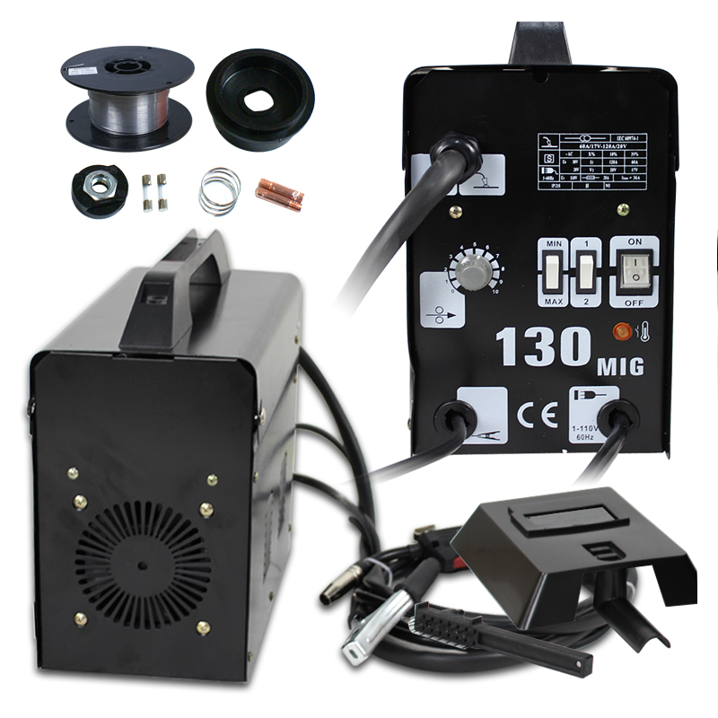MIG 130 Welder Gas Less Flux Core Wire Automatic Feed Welding Machine W ...