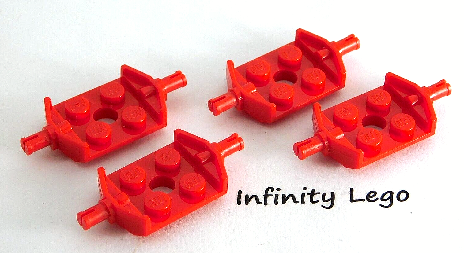 4 LEGO Red Plate 2 x 2 with Pins Wheel Holder Car Fire Engine (6157) (4 ...