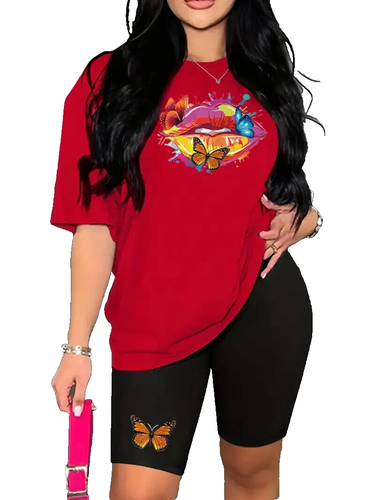 NEW IN PKG Ladies 2 Piece Short Sleeve Tee Pull On Shorts Set medium 8 ...