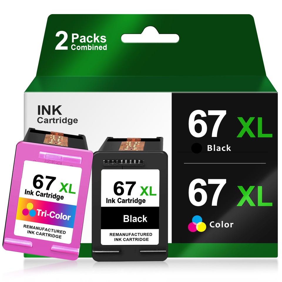 67 XL Ink Cartridge for HP 67XL Ink Deskjet 2700e 2722 4120 Envy 6000 ...