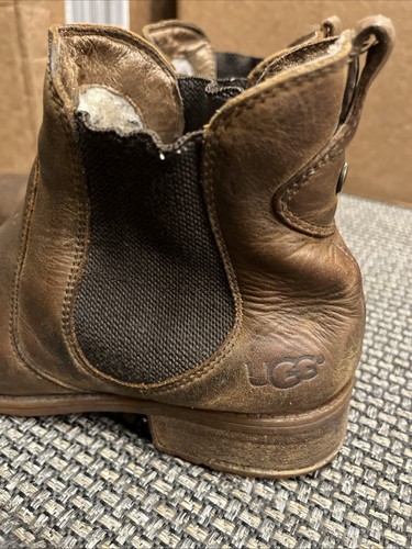 UGG Bonham II Brown Leather Shearling Ankle Boots 1013893 Womens Size 8 ...