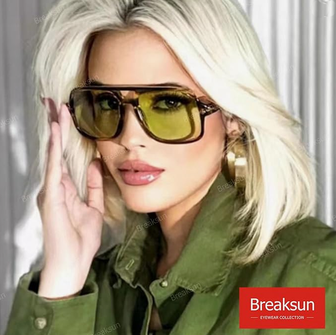 Retro Aviator Sunglasses for Women Men Trendy Classic 70s Square ...