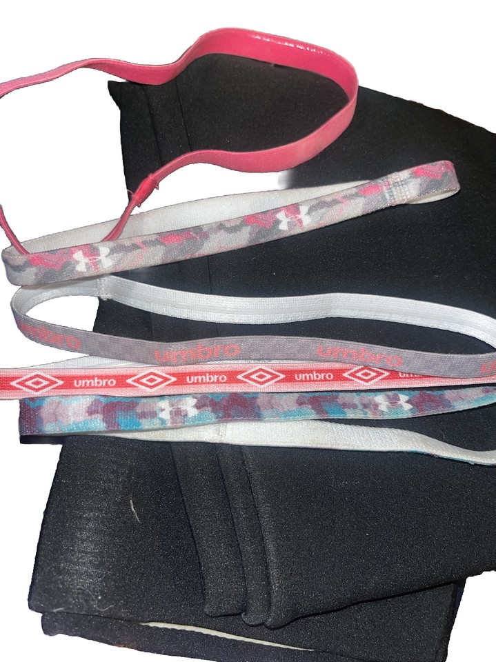 Under Armour Umbro headband Lot 5 Pc. Pink Purple Blue Sweat bands hair ...