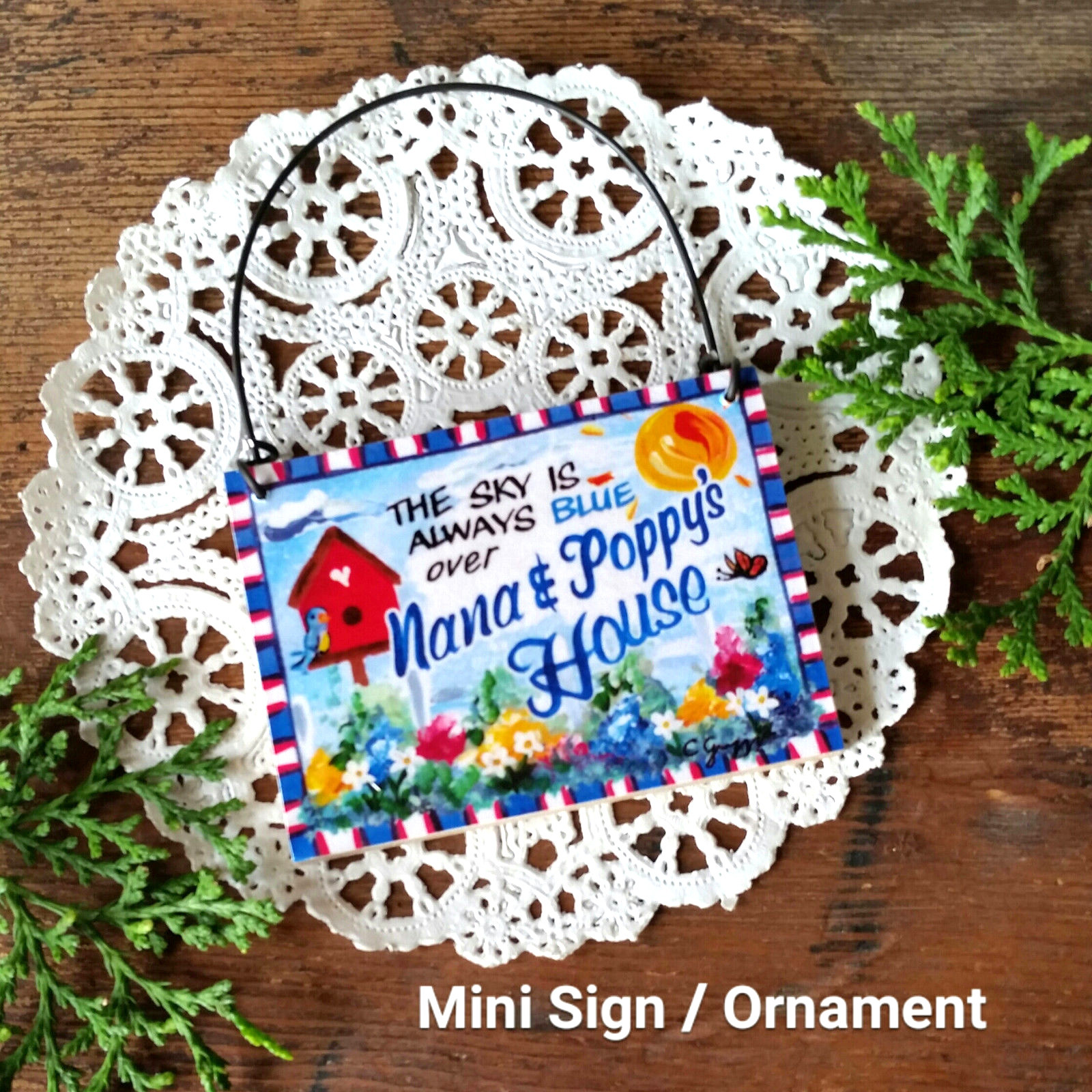 Nana Poppy 's House New USA Mini Sign Wood Ornament * Sky Blue over | eBay