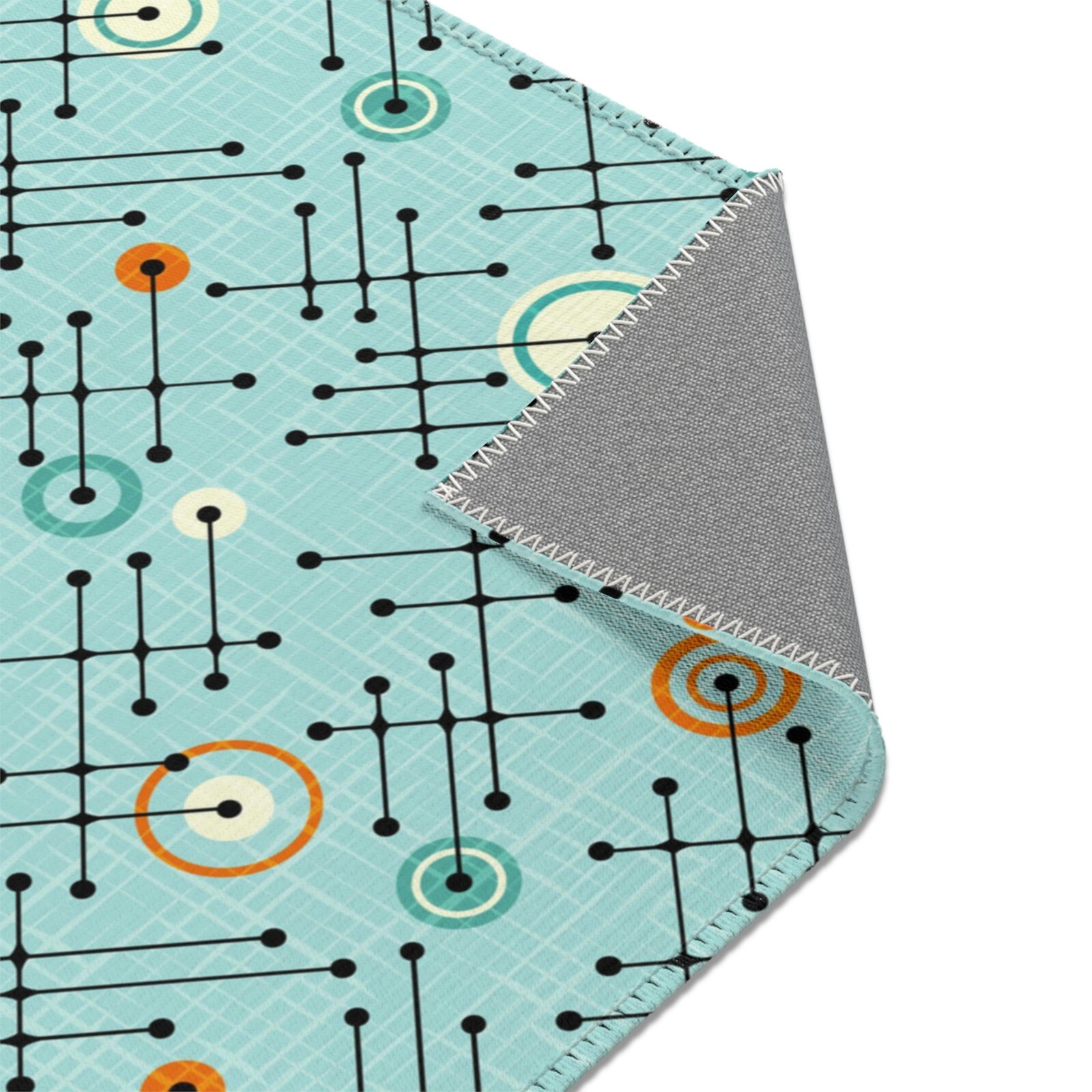 Blue Mid Century Retro Atomic Area Rug Carpet For Bedroom Living Room ...