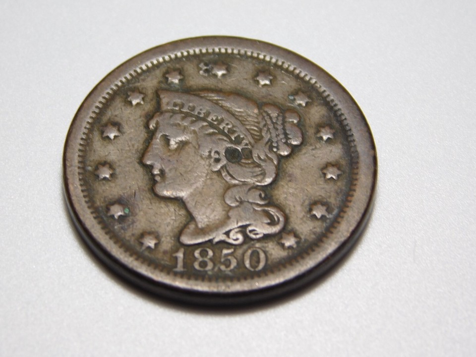 GOLD RUSH VINTAGE US COINS 1850 BRAIDED HAIR LARGE CENT | eBay