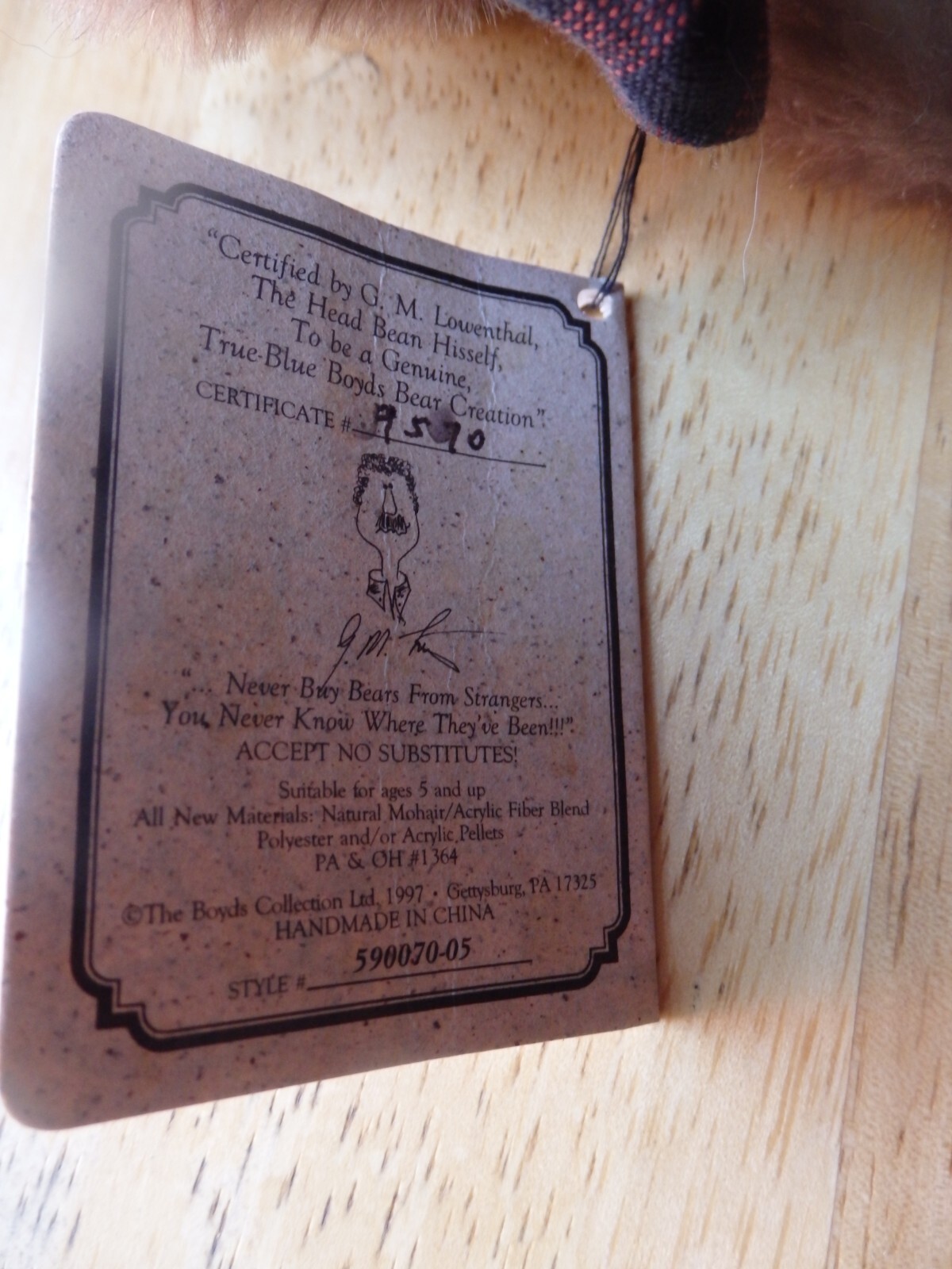 Vintage Boyds Bear Mohair Bear Collection Reagan V Bearington Plush ...