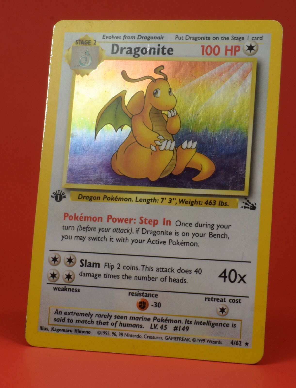 Pokemon TCG WOTC Card English 1st edition Holo Rare Dragonite Fossil ...