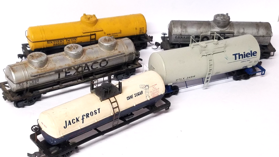 Tank Cars HO Scale Lot of (5) For Restoration: Texaco, Thiele, SP, Jack ...