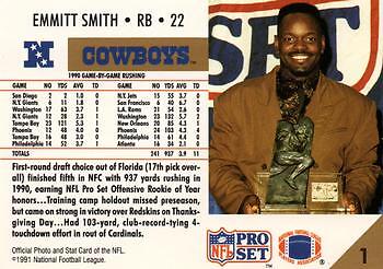 1991 Pro Set #1 Emmitt Smith NM | eBay