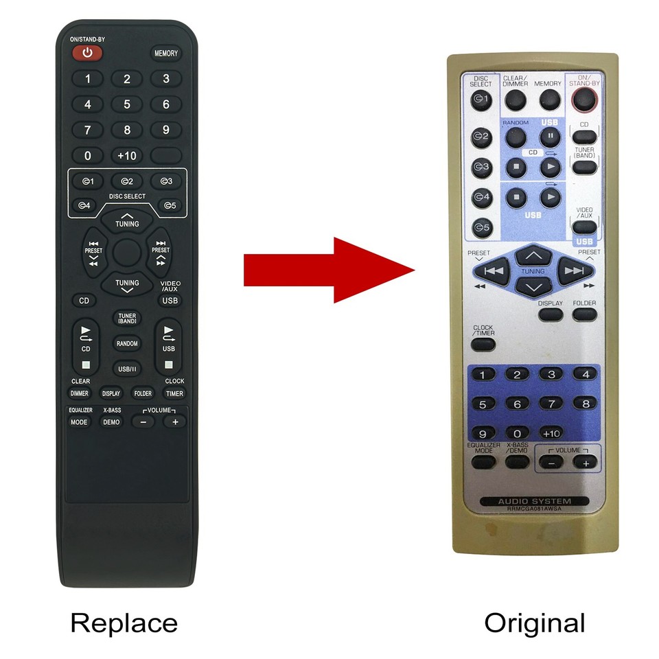 RRMCGA081AWSA Replace Remote for Sharp Micro Component System XL-UH240 ...