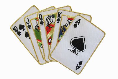 #3621 Royal Flush Poker Card Hand Gambling Embroidery Iron On Applique ...