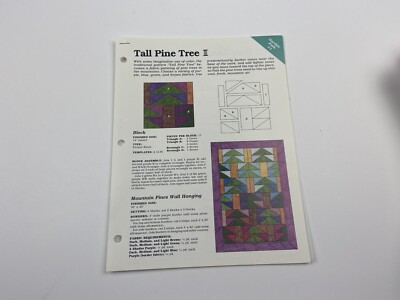Tall Pine Tree quilt pattern with template Garden Path #1 pattern club ...