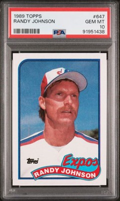 Graded 1989 Topps Randy Johnson #647 Rookie RC Baseball Card PSA 10 Gem ...