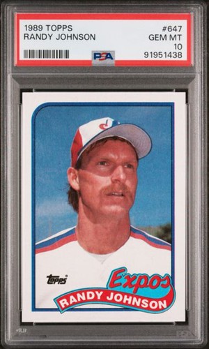 Graded 1989 Topps Randy Johnson #647 Rookie RC Baseball Card PSA 10 Gem ...