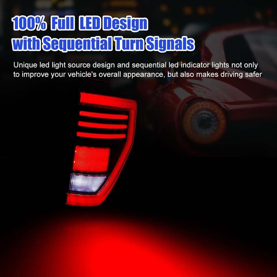 For 2009-2014 Ford F-150 F150 Pickup Sequential LED Tail Lights Clear ...