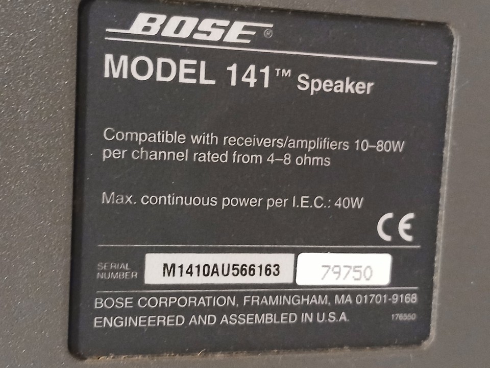 BOSE Model 141 Bookshelf Stereo WOODEN Pair SPEAKERS 79750 10-80 watts ...