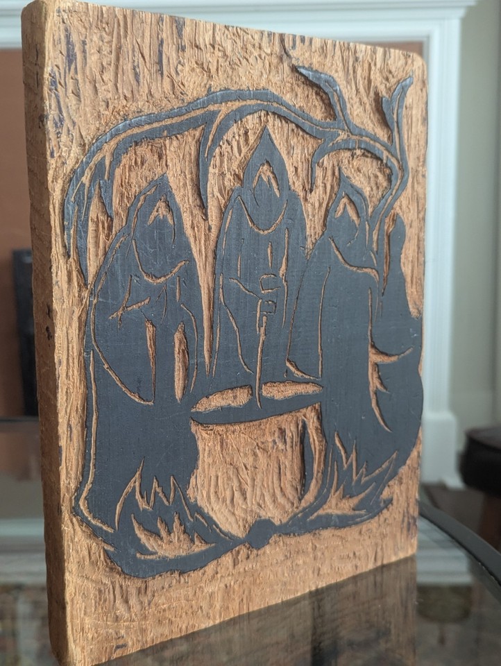 Hand Carved Relief Wall Art Hanging Druid Wizard Magic D&D Medieval ...