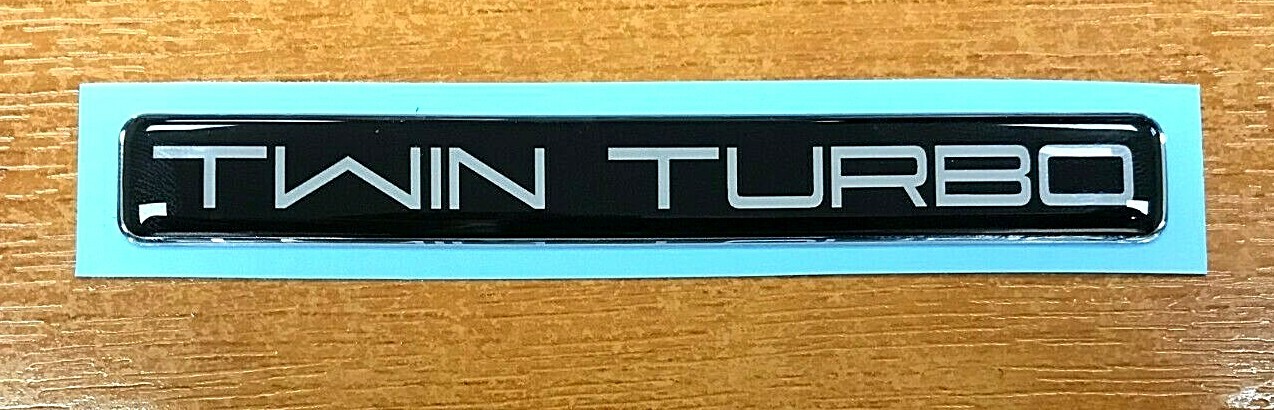 TWIN TURBO Sticker/Decal - CHROME on BLACK - HIGH GLOSS DOMED GEL ...