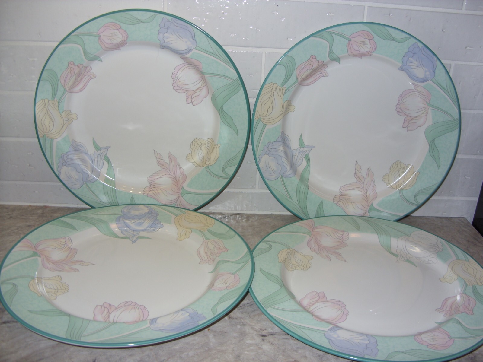 Newcor Design Concepts Furio Chlora Turquoise Aqua Floral 4 Dinner ...