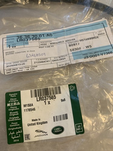 RANGE ROVER L405 FRONT CENTER WINDSHIELD WASHER HOSE LR037585 GENUINE ...