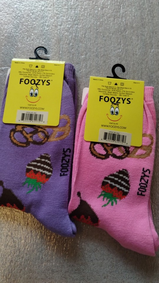 Foozy socks Women's Chocolate Pretzel Strawberry | eBay