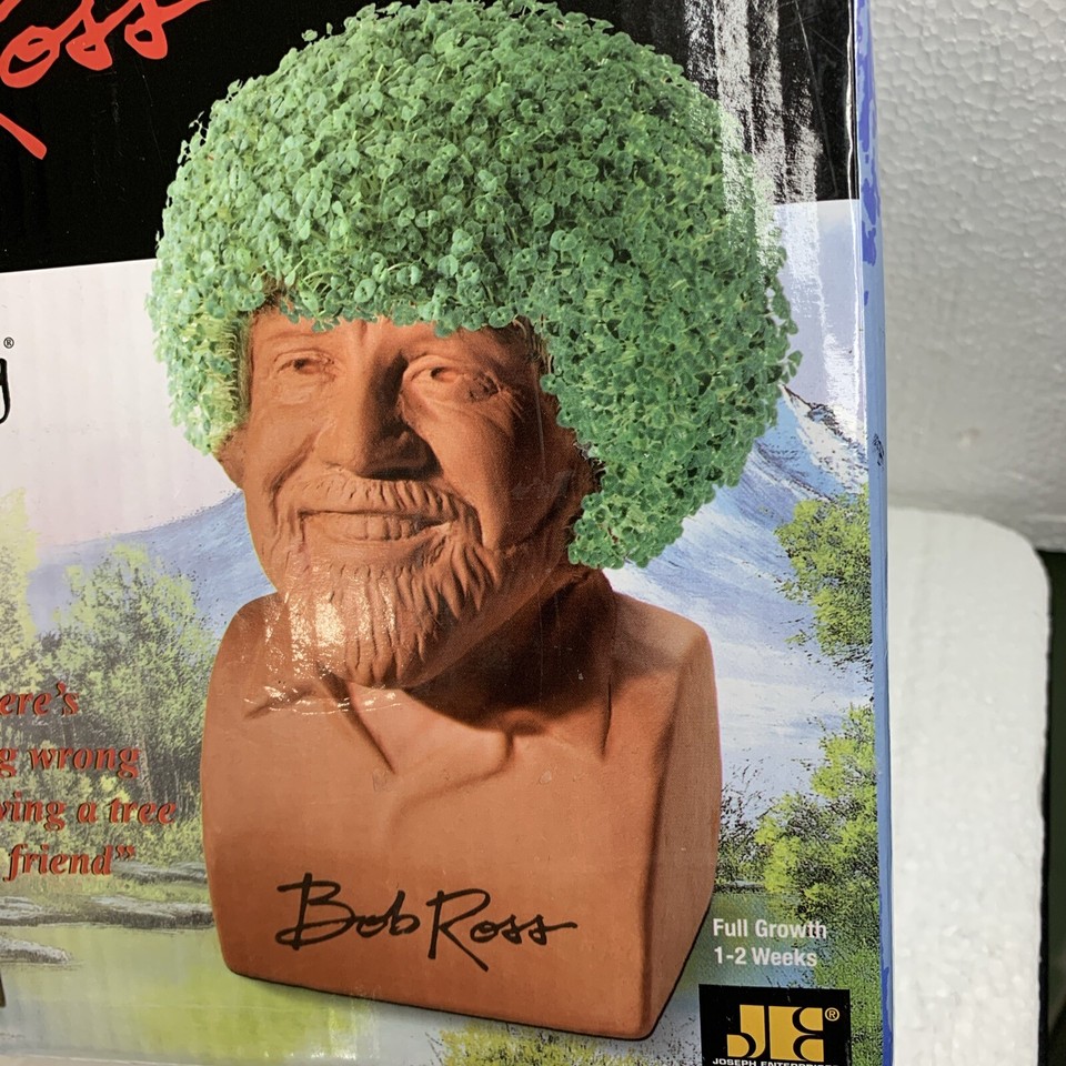 Chia Pet Bob Ross with Seed Pack Decorative Pottery Planter New In Open ...