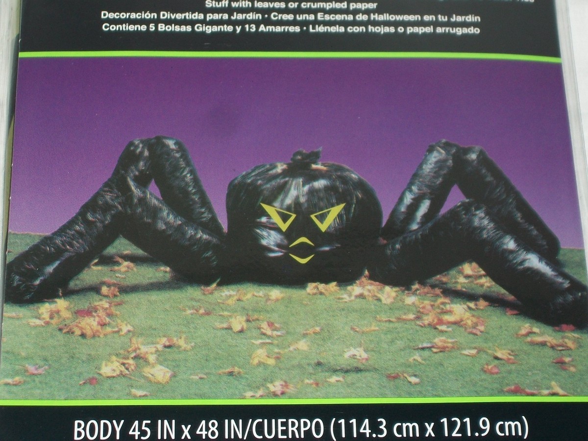 Trash Bag Spiders For Halloween Easy No Sew Sticky Spiderweb DIY