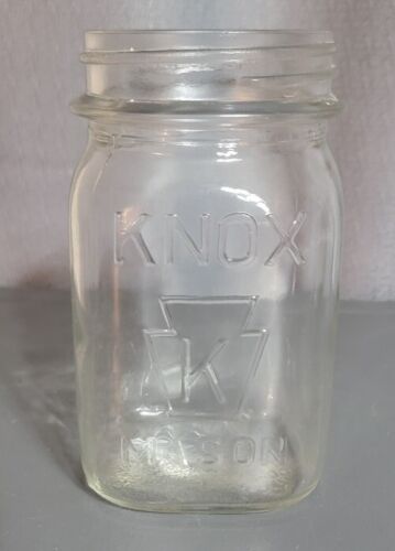 Knox Mason Clear Glass Square Pint Jar Vintage NO LID | eBay