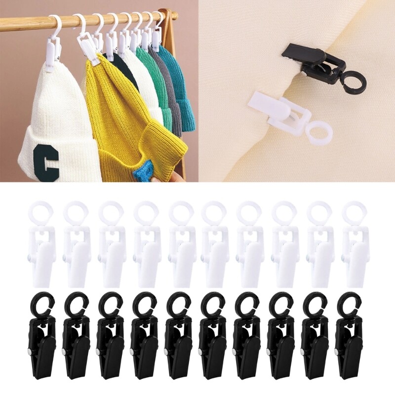 10Pcs Multipurpose Small Curtain Clip 360 Degree Rotation Laundry Hooks ...