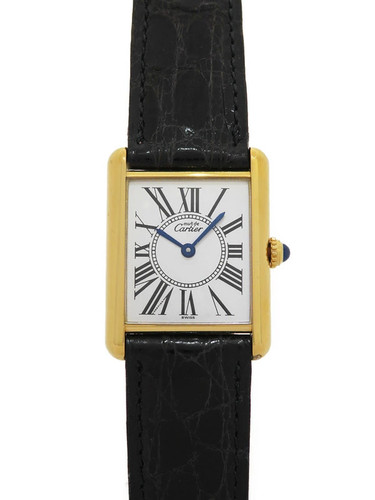 CARTIER Must de Tank Vermeil SM W1005654 Yellow Gold 30mm Quartz Silver ...