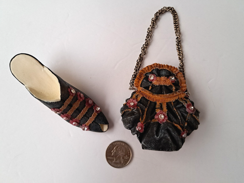 Vintage - Victorian Style Resin - Pocketbook & Heeled Shoe Figurines | eBay