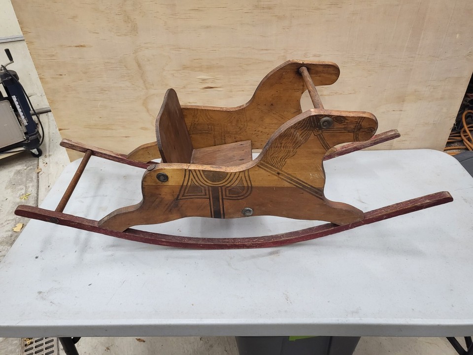 Child's Primitive 1912 Antique Shoo Fly Wood Rocking Horse with ...