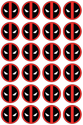 24 x DEADPOOL LOGO Cupcake Toppers Edible Wafer Paper 4cm Edible Images ...