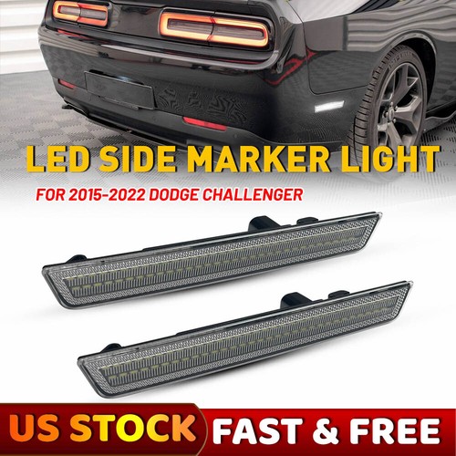 For 2015-2022 Dodge Challenger LED Rear Bumper Side Marker Lights Clear ...