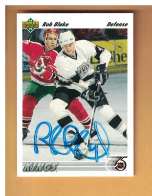 ROB BLAKE AUTOGRAPHED 1991-92 UPPER DECK ROOKIE CARD SIGNED LOS ANGELES ...