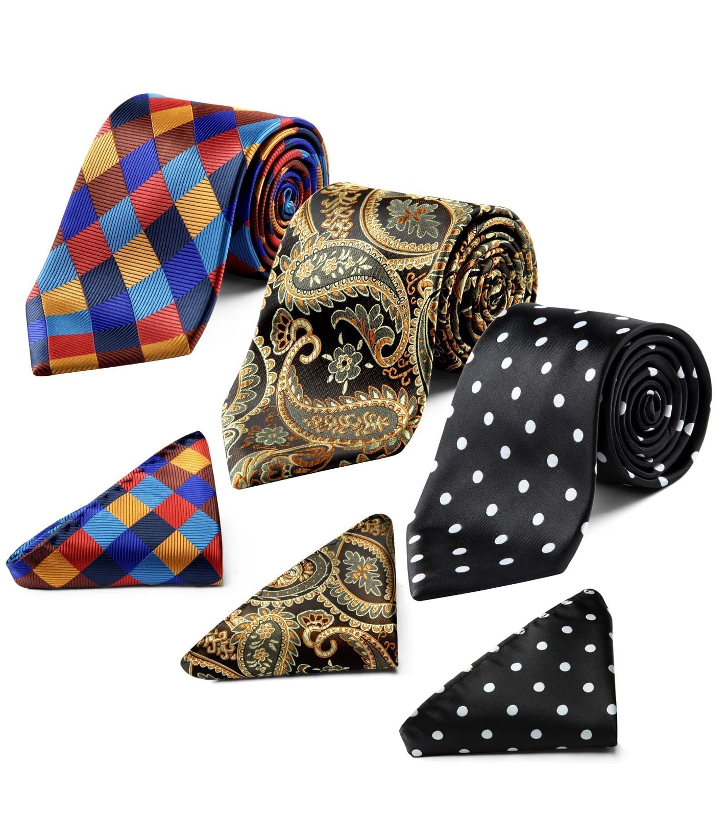 Mens Ties and Pocket Square Set Business Elegant Ties for Men Classic ...