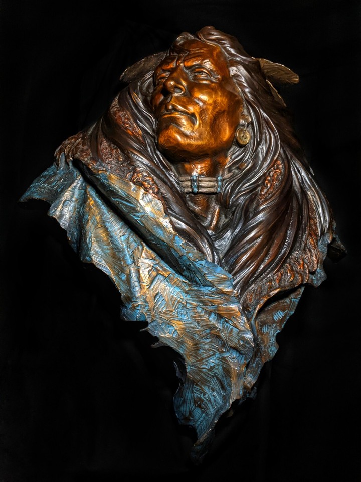 Dan Garrett Chief Bronze Wall Sculpture Measures 23" x 22" x 5" | eBay